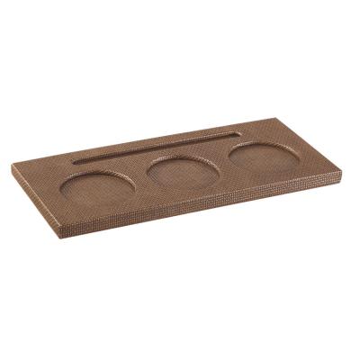 China Factory wholesale creative 3 cups leather coaster for hotel for sale