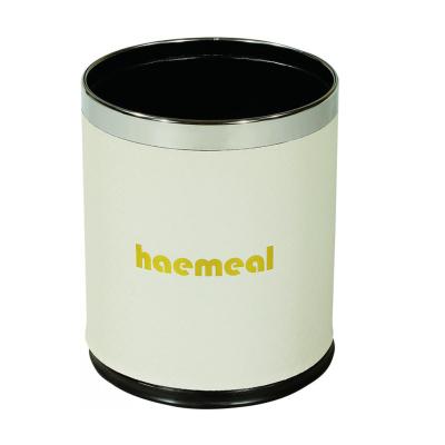 China Classical Trash Can Faux Leather Dustbin For Home/Office/Hotel for sale