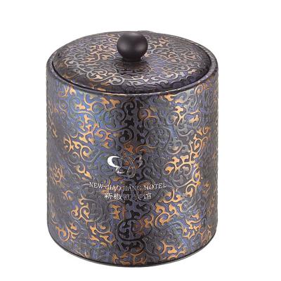 China Hotel and bar use PU leather ice bucket with tong for sale