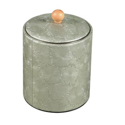 China Leather Stainless steel small ice bucket box for sale