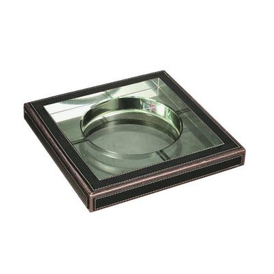 China Wholesales Crystal Glass Leather Cigarette Ash Tray Ashtray Can for sale