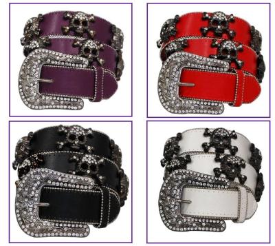 China north america lady skull decorative rhinestone belts for sale