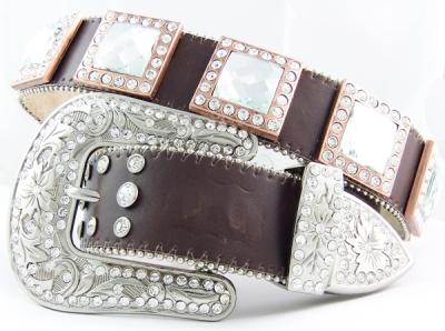 China fashion cowgirl square glass crystal waist belts for sale