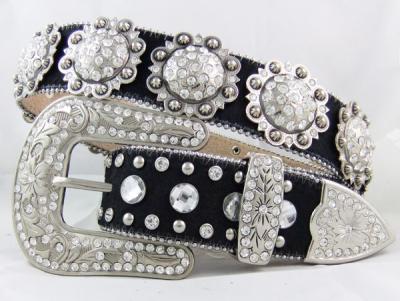 China western lady cowhide rhinestone belts with concho sunflower for sale