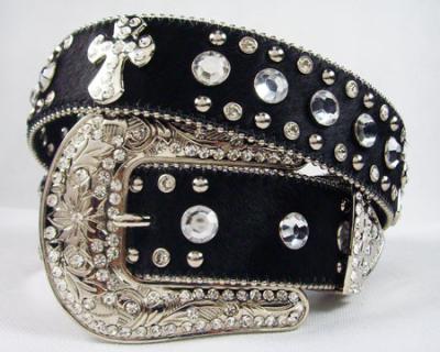 China bling cowhide concho cross crystal belts for sale