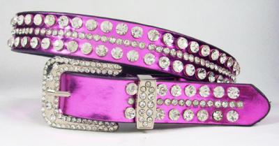 China fashion thin rhinestone shinny PU belts for lady for sale