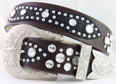 China woman rhinestone two tone belts with tauren buckle for sale