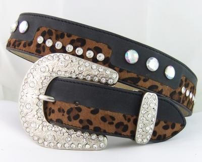 China low price leopard crystal belts for cow women popular for sale