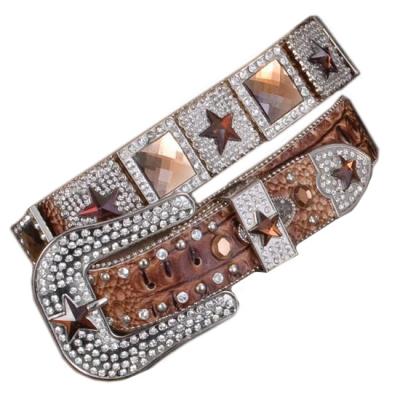 China high quality eye catch dress belts rhinestone with star concho for sale