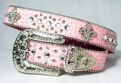 China rhinestone fleur de lis concho waist belts factory price for sale
