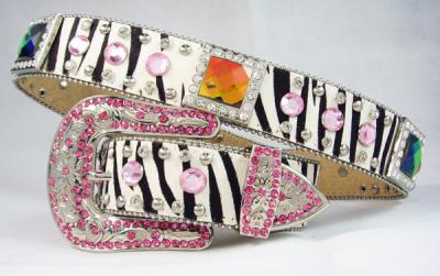China hot selling western cowgirl belts with AB glass concho for sale