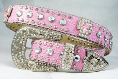 China high quality immitation leather crystal belts cross galss accessories for sale