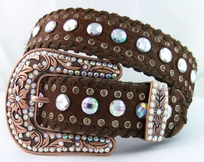 China classic style horse hair rhinestone belts for cowboy for sale