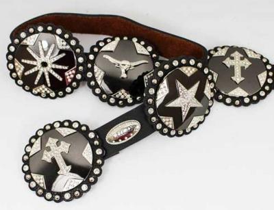 China real leather metal rhinestone belts western style high fashion for sale