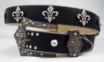 China low price fluer de lis concho belts with crystal for sale