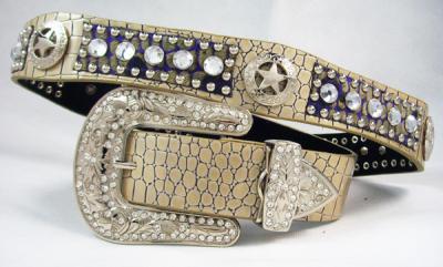 China two pattern two tone crystal belts with star metals for sale