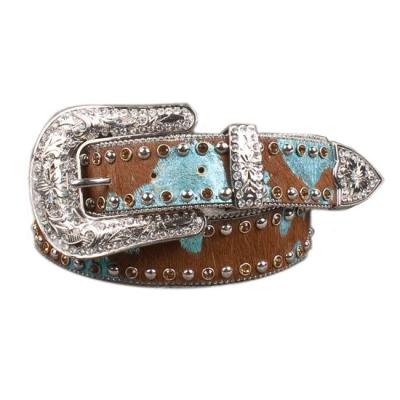 China cowgirl painting cowhide rhinestone belts western style for sale