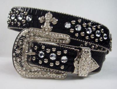 China black pu waistband with shinny stone for sale