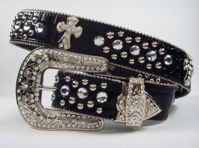 China concho cross belts with rhinestone low price in pu leather for sale