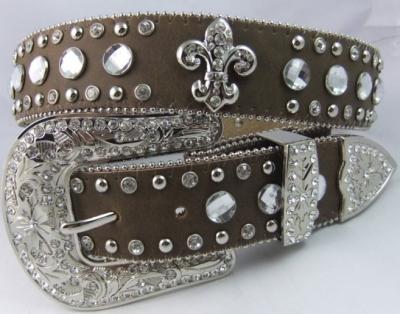 China hot selling western style crystal belts with fleur-de-lis for sale