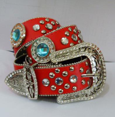 China crystal jeans belts with glass metal concho for sale