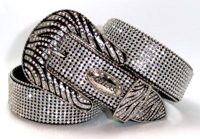 China leather embroidery belt with bead for sale