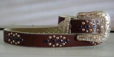 China split leather waist belts with bling rhinestone for sale