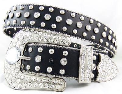 China simple style cowgirl dress belts with rhinestone 3-set buckle for sale