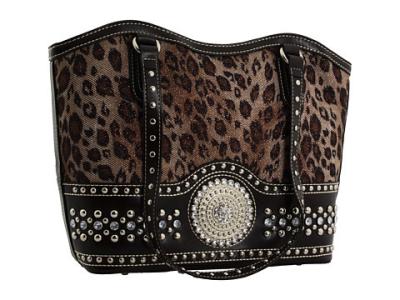 China rhinestone shoulder bags in leopard pattern PU leather for sale