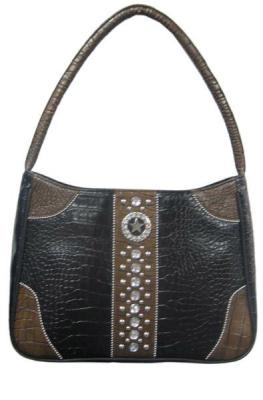 China factory price croco pattern leather crystal bags with metal star concho for sale