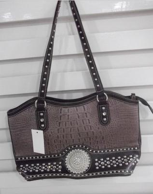 China new collection western immitation leather handbag with big rhinestone concho for sale
