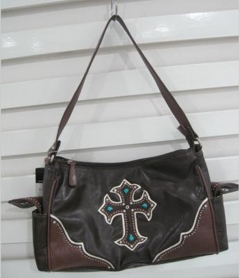China Rodeo Cross pattern cowgirl handbag turquoise in PU leather for sale