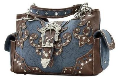 China shinny rhinestone western handbags with gun pockets for sale