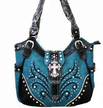 China immitation leather western crystal handbags with cross accessories for cowgirl for sale