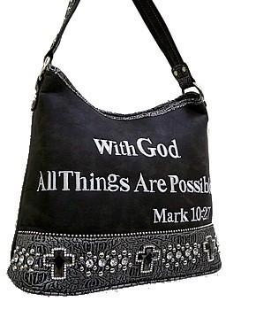 China West Bible Quote Rhinestone Handbag with cross stone concho for sale