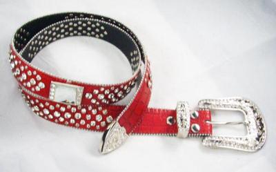 China western cowgirl immitation leather belts with shinny stone and glass for sale