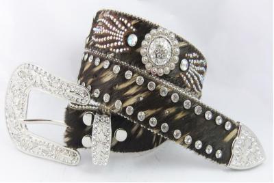 China fashion rhinestone cowhire belts for cowgirl factory price for sale