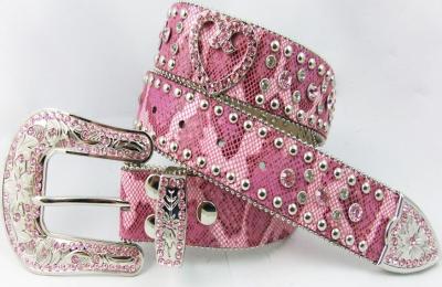 China low price western rhinestone jeans belts in PU leather for sale