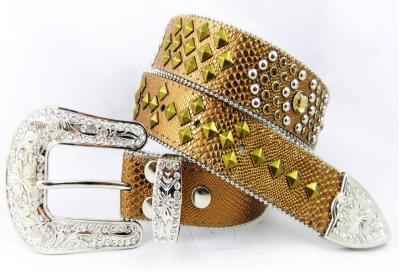China rivet stue jeans belts with crystal western waistband for sale