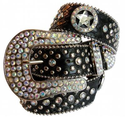 China Shiny jeans belts with rhinestone in pu leather factory price for sale