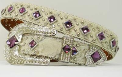 China purple square glass belts in horse hair for cowgirl for sale