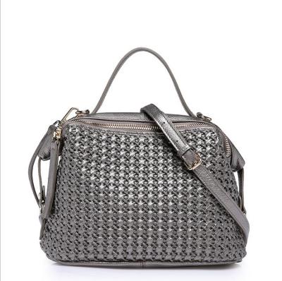China women handbags first layer leather woven  bags designer bucket small handbags for sale