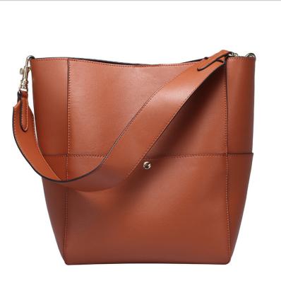 China Pure Leather Handbag Bucket Bags for Women Hot Sale Cowhide Single Shoulder Bag for sale