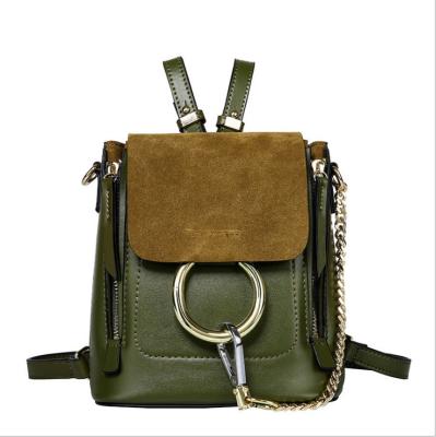 China Double Shoulder Bags Women School Bags Cowhide Cross-body Bag with Big Ring for sale