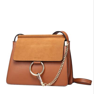 China Nubuck Leather Handbags Shoulder Bag with Metal Ring Vintage Lady Daily Bags for sale