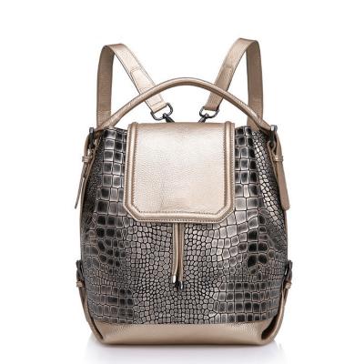 China double shoulder bags top layer leather school bag Portable handbags  for travel for sale