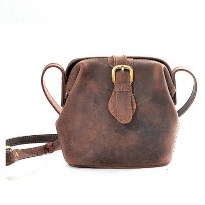 China crazy horse leather small bags cowhide women handbags vintage cross-body bag for sale