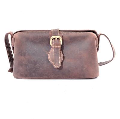 China genuine crazy horse leather handbags vintage woman handmade cross-body bag for sale