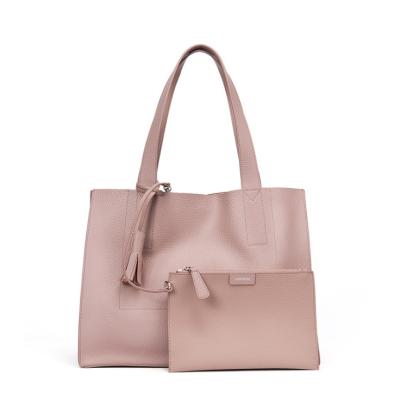 China Real Leather Handbags Fashion Shoulder Bag Big Capacity Daily Bag with Purse for sale