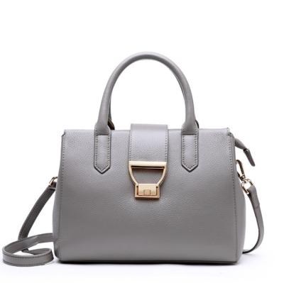 China Pure Leather Tote Bags Lock Handbags for Women Cowhide Daily Bag for sale